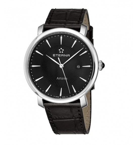 Eterna Women's 2510.41.41.1251 'Artena' Black Dial Black Leather Strap ...
